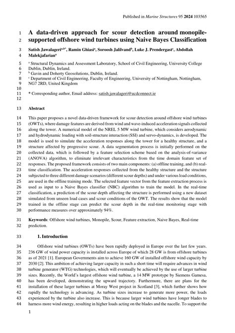 Pdf A Data Driven Approach For Scour Detection Around Monopile Supported Offshore Wind