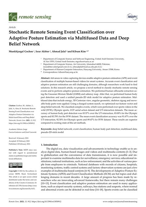 Pdf Stochastic Remote Sensing Event Classification Over Adaptive Posture Estimation Via