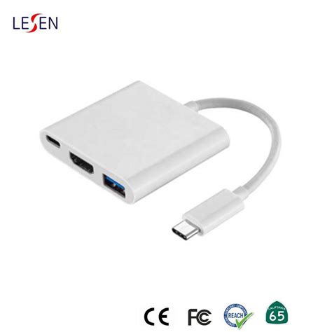 Male USB 3 1 Type C To Female HD Multiport Adapter With USB 3 0 And Power Delivery USB 3 1 And