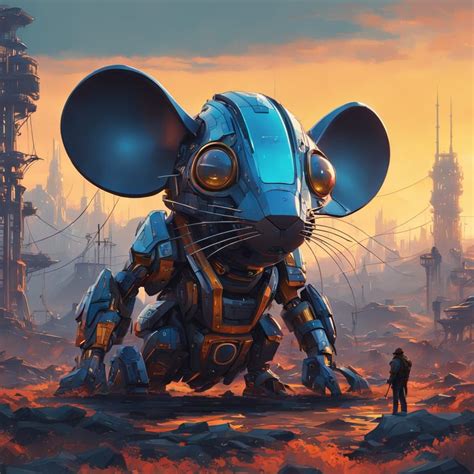 Giant Mecha Mouse Industrial Fantasy Mecha Mouse In Vibran
