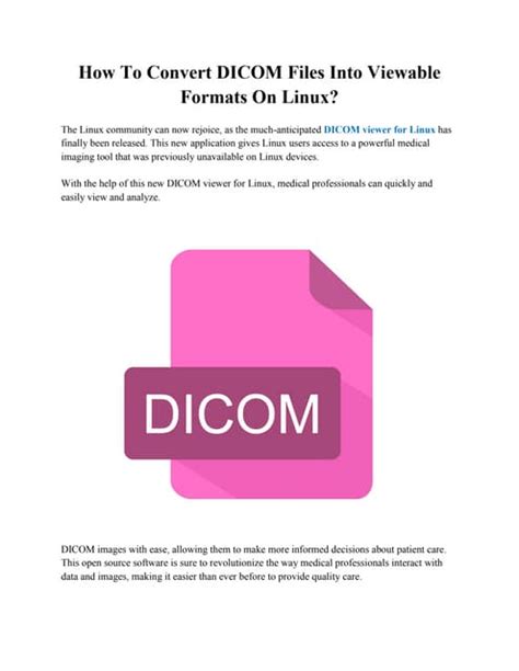 How To Convert Dicom Files Into Viewable Formats On Linuxpdf