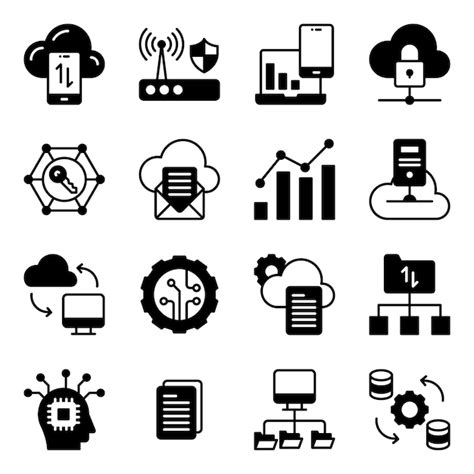 Premium Vector Pack Of Cloud Data Management Glyph Icons