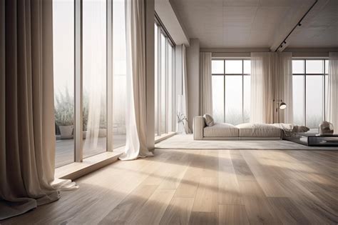 Premium Photo White Walls A Parquet Floor A Large Panoramic Window And Sunlight Fill An Empty