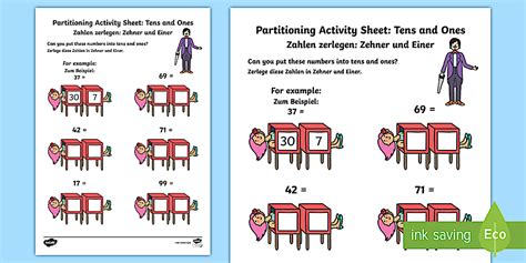 Editable Maths Magician Partitioning Tens And Ones Worksheet English German