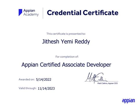 Jithesh Yemi Reddy On Linkedin Developer Learning Appian Lowcode Certified Certificate