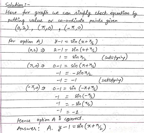 Solved Find The Equation A Y 1 Sin X π 2 B Y 1 Sin X π 2 C Y 1 Sin X π 2 D Y 1