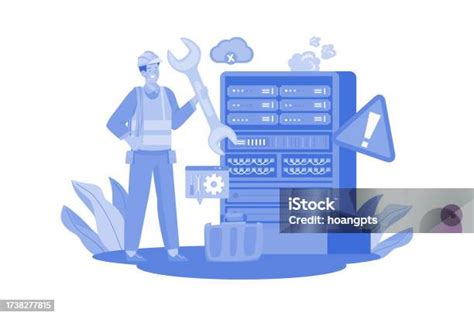 서버 유지 관리 그림 개념입니다 흰색 배경에 격리된 평면 그림 공학에 대한 스톡 벡터 아트 및 기타 이미지 공학 기술자 데이터 Istock