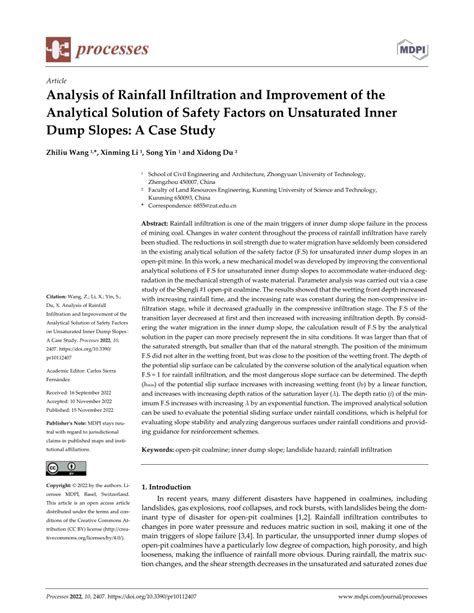Pdf Analysis Of Rainfall Infiltration And Improvement Of The