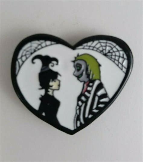 Beetlejuice And Lydia Characters In Heart Enamel Label Hat Pin A Badges Pins And Buttons