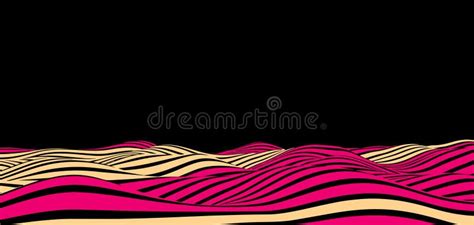 Abstract Optical Illusion Wave On Dark Background A Flow Of Purple And Yellow Stripes Forming A