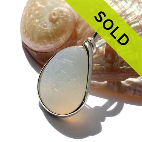 October Ocean Opal Very Rare Opalized Sea Glass In Gold Bezel© Pendant Ultra3013