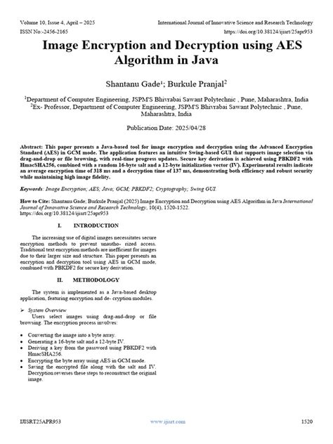 Image Encryption And Decryption Using Aes Algorithm In Java Pdf