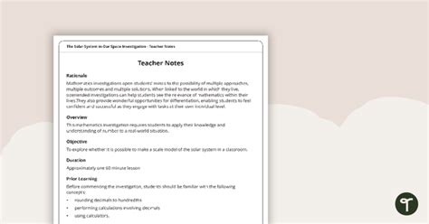Number And Algebra Mathematics Investigation The Solar System In Our