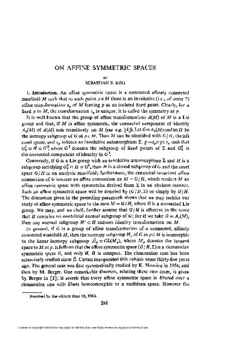 Pdf On Affine Symmetric Spaces