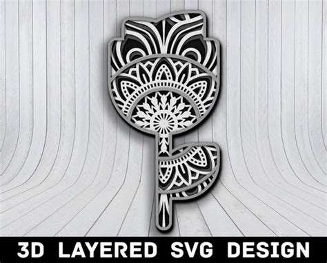 3d Mandala Rose Svg File Rose Mandala Svg Files Flower Rose Etsy
