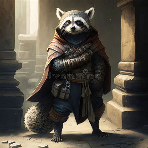 Raccoon Ninja Chibi Mascot Logo Design Stock Vector Illustration Of