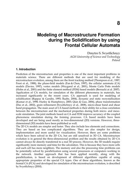 Pdf Modeling Of Macrostructure Formation During The Solidification By Using Frontal Cellular Pdf Modeling Of Macrostructure Formation During The Solidification By Using Frontal Cellular