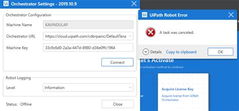 cannot connect my robot app to orchestrator orchestrator uipath