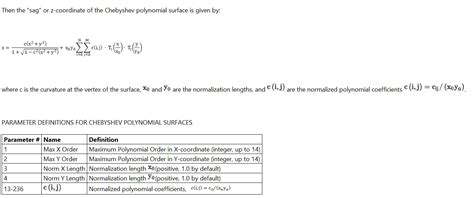 Understanding Of Coefficients Of Chebyshev Polynomial Surface Zemax Community