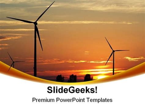 Wind Turbines Sunset Powerpoint Templates And Powerpoint Backgrounds 0211