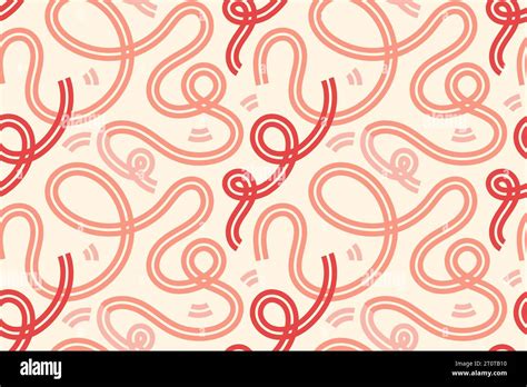 Naive Cute Squiggle Seamless Pattern Creative Pink And Red Abstract Doodle Style Drawing Print