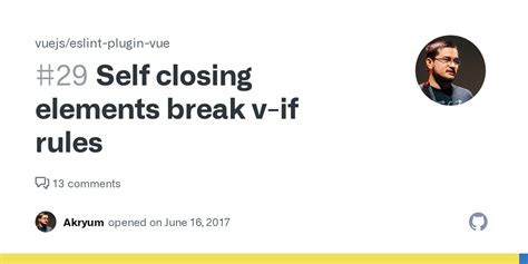 Self Closing Elements Break V If Rules Issue Vuejs Eslint Plugin Vue GitHub