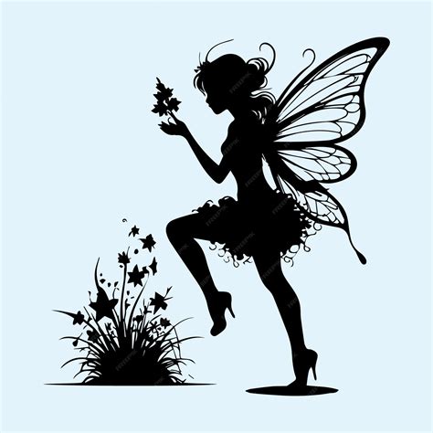 El Vector Del Clip Art De La Silueta Negra De Las Hadas Vector
