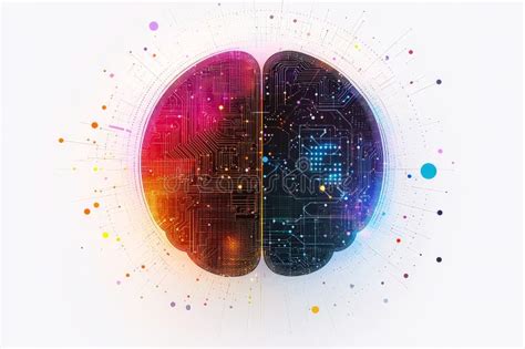Vibrant Representation Of Left Right Brain Abstract Neural Networks Colorful Data Flows