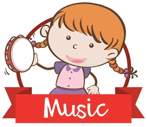 A Girl Playing Music Instrument Stock Vector Illustration Of Happy