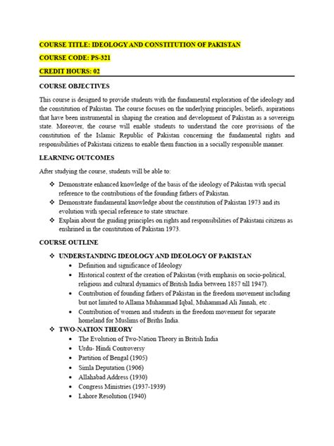 Ideology And Constitution Of Pakistan Pdf