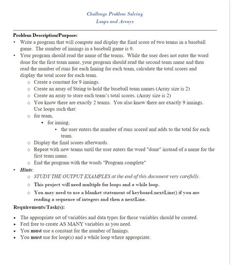 Solved Challenge Problem Solving Loops And Arrays Problem