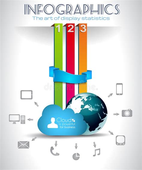 Cloud Computing Infographic Concept Background Stock Vector Illustration Of Laptop Global