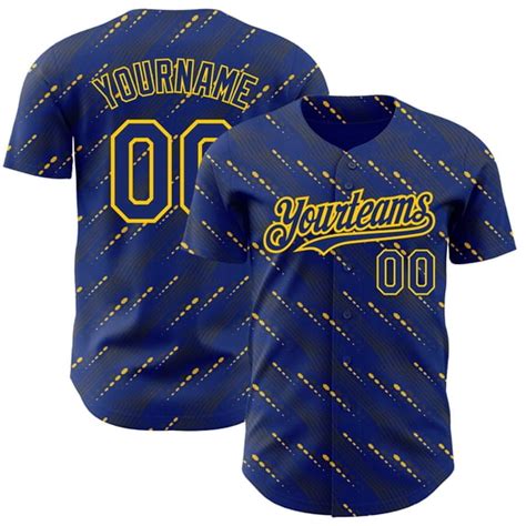 Custom Royal Yellow 3d Pattern Design Slant Lines Authentic Baseball