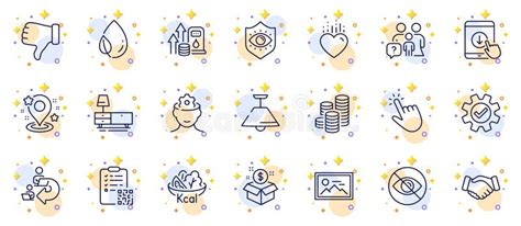 Outline Set Of Scroll Down Heart And Qr Code Line Icons For Web App