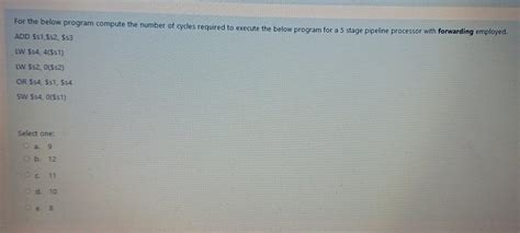 Solved For The Below Program Compute The Number Of Cycles