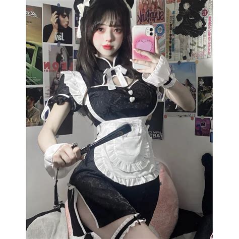 Платье Чонсам в китайском стиле для женщин аниме костюм горничной для ролевых игр на Хэллоуин