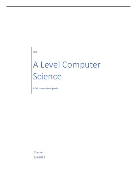 Computer Science Ocr A Level Paper 1 Summary Full Spec H466