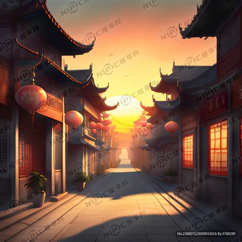 Ai创作图夕阳 街道 马路 实景 昵图网