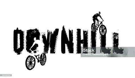 내리막 그런지 레터링 경쟁 레이스 개념 벡터 일러스트 레이 션 Bmx 자전거타기에 대한 스톡 벡터 아트 및 기타 이미지