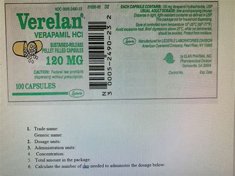 Solved Noc 0005 2490 23 31835 98 D2 Verelan Each Capsule