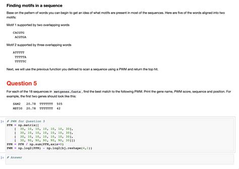Solved Finding Motifs In A Sequence Base On The Pattern Of