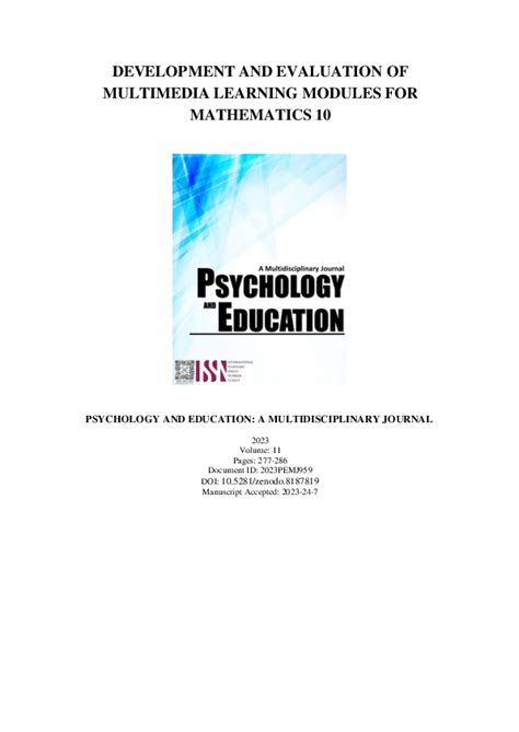 Pdf Development And Evaluation Of Multimedia Learning Modules For Mathematics 10