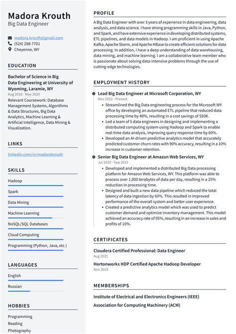 Microsoft Big Data Engineer Resume Examples Resumecat