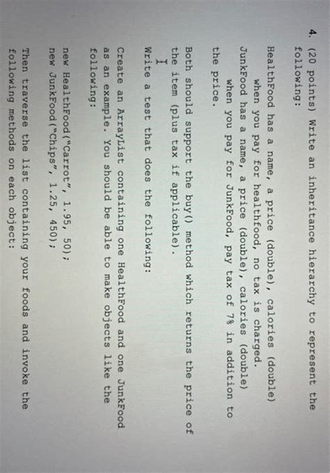 Solved 4 20 Points Write An Inheritance Hierarchy To