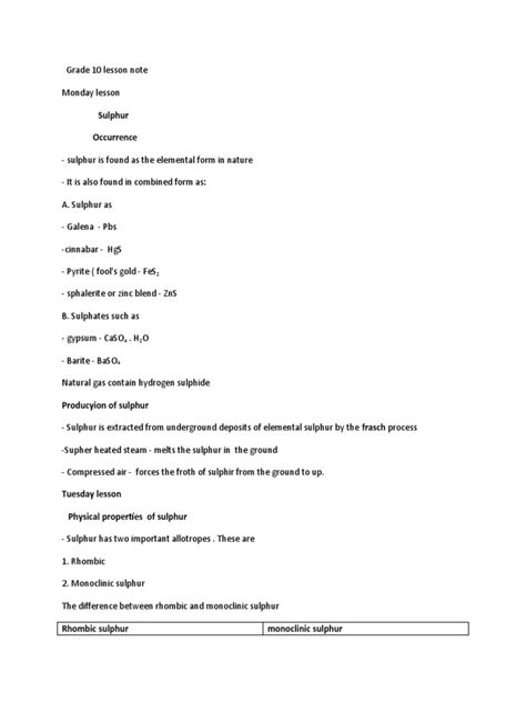 Grade 10 Lesson Note Xx Pdf Chlorine Glasses