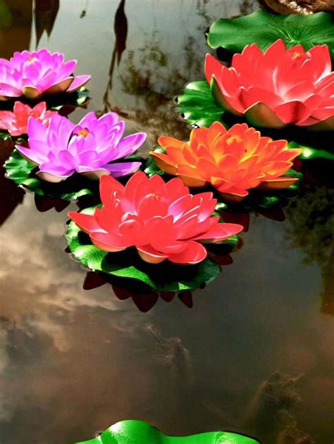 Artificial Floating Foam Lotus Flower With Water Lily Pad Lifelike Ornanment Perfect For Home