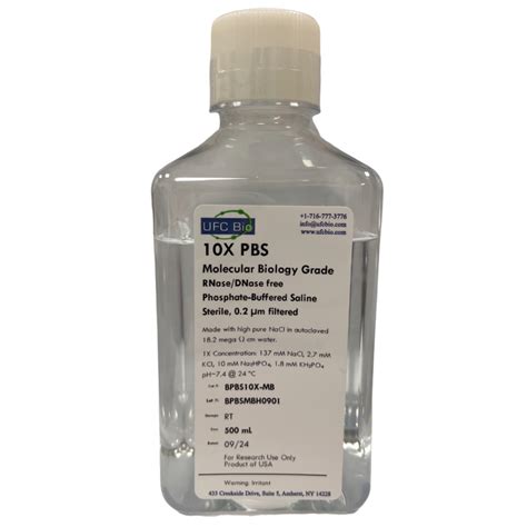10x Pbs Phosphate Buffered Saline 500 Ml