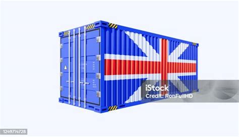 영국 무역 및 비즈니스 컨셉 설계 및 화물 컨테이너의 3d 렌더링 화물 컨테이너에 대한 스톡 사진 및 기타 이미지 화물 컨테이너 3차원 형태 개념 Istock