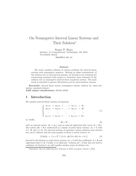 pdf on nonnegative interval linear systems and their solution