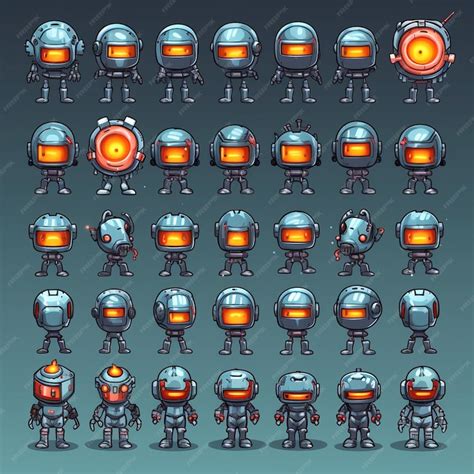 Premium Ai Image 2d Game Sprite Sheet Robot Character Sprites